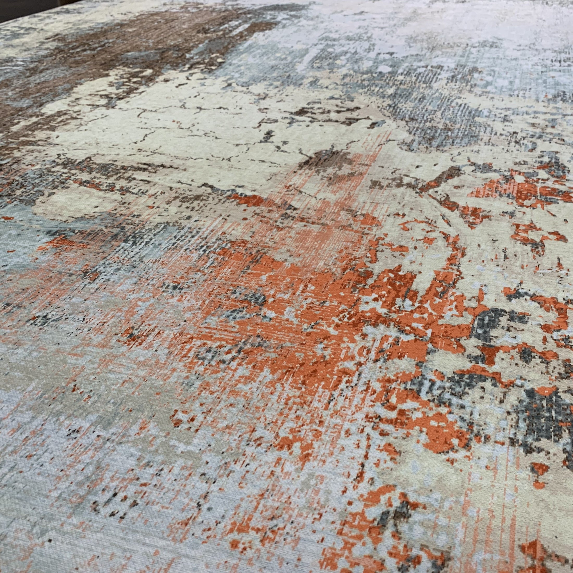 Orange Brown Beige Vintage Rusty Print Style Area Rug/ Carpet – Makymo